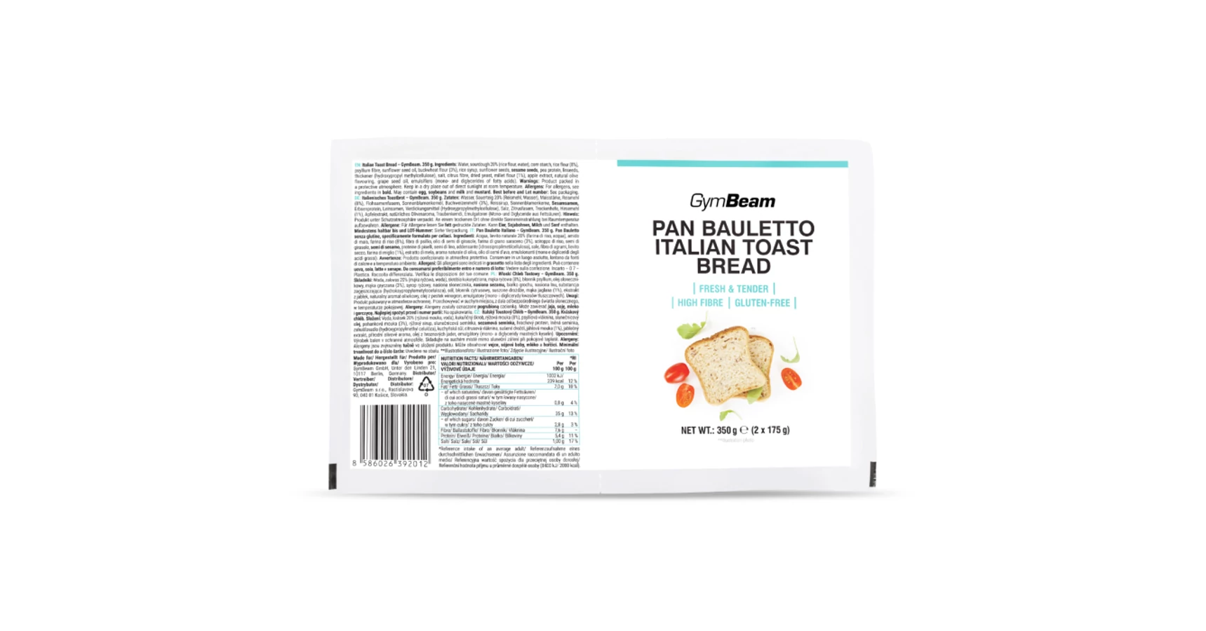 GymBeam Olasz toast kenyér – Magas fehérjetartalmú kenyér 350 g