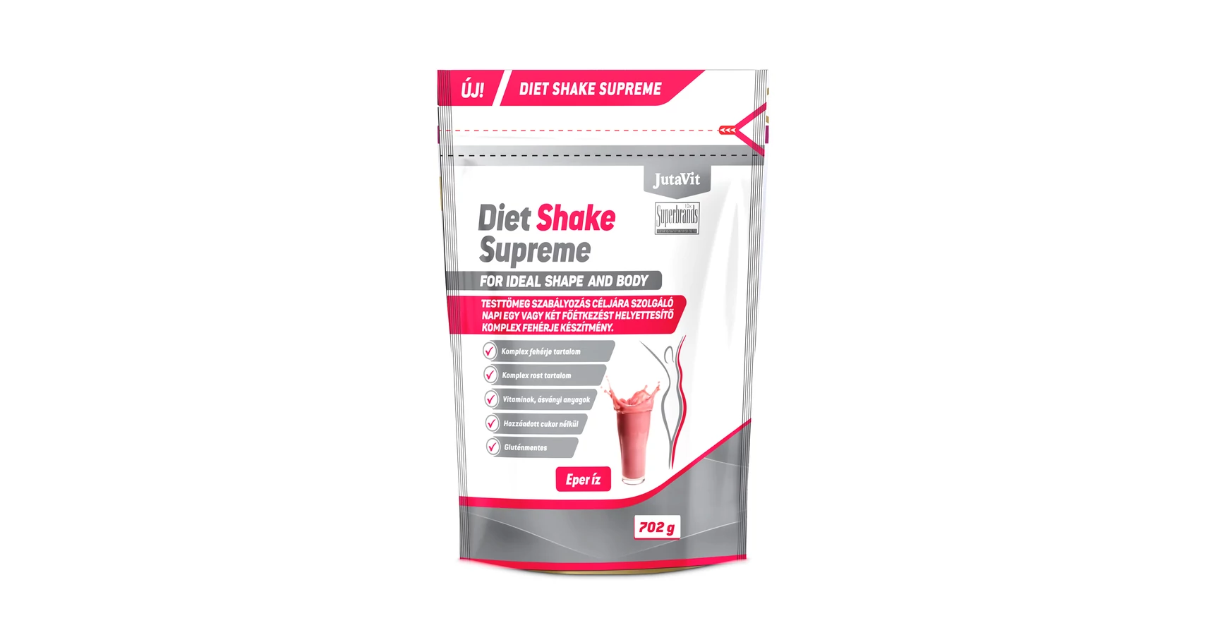 JutaVit Diet Shake Supreme Eper íz - 702 g, étkezéshelyettesítő