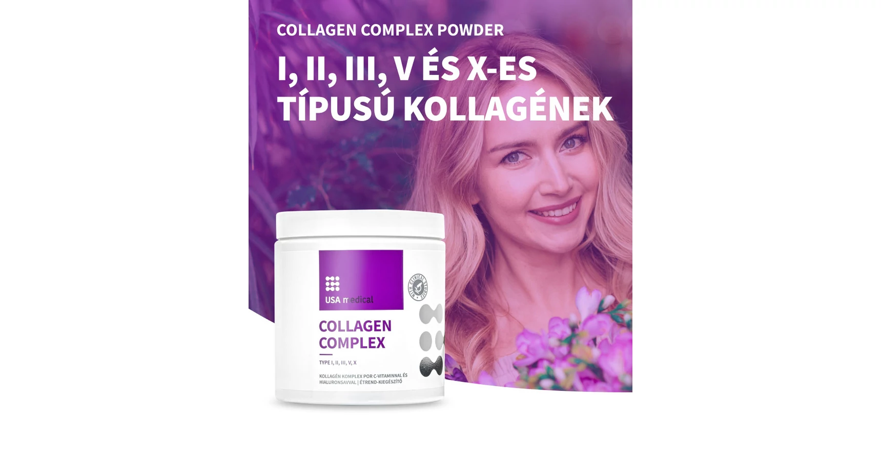 USA medical Collagen Complex – I, II, III, V & X – kollagén por 240 g